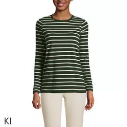 LANDS' END Supima-Shirt, Langarm, Damen, size: regular, Gr&uuml;n, Baumwolle, by Lands' End