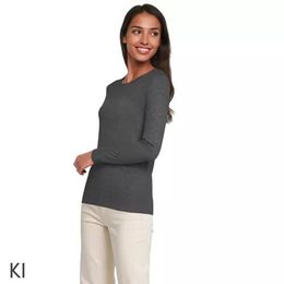 LANDS' END Supima-Shirt, Langarm, Damen, size: regular, Grau, Baumwolle, by Lands' End