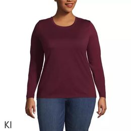 LANDS' END Supima-Shirt, Langarm in Plus-Gr&ouml;&szlig;e, Damen, size: plus, Rot, Baumwolle, by Lands' End