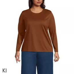 LANDS' END Supima-Shirt, Langarm in Plus-Gr&ouml;&szlig;e, Damen, size: plus, Orange, Baumwolle, by Lands' End