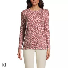 LANDS' END Supima-Shirt, Langarm, Damen, size: regular, Orange, Baumwolle, by Lands' End