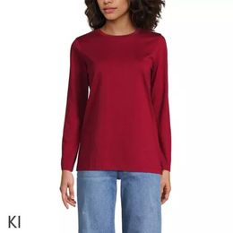 LANDS' END Supima-Shirt, Langarm, Damen, size: regular, Rot, Baumwolle, by Lands' End