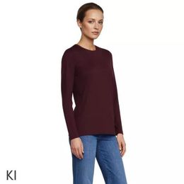 LANDS' END Supima-Shirt, Langarm in Petite-Gr&ouml;&szlig;e, Damen, size: petite, Rot, Baumwolle, by Lands' End
