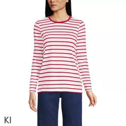 LANDS' END Supima-Shirt, Langarm, Damen, size: regular, Pink, Baumwolle, by Lands' End