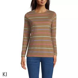LANDS' END Supima-Shirt, Langarm, Damen, size: regular, Blau, Baumwolle, by Lands' End
