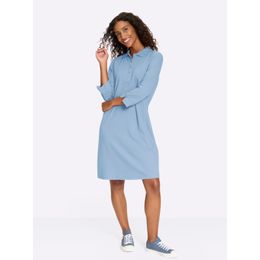 Heine Damen Polokleid, Blau, Gr. 38, Einfarbige Kleider, Material: Baumwolle