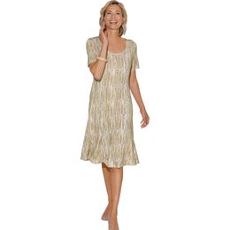 Damen Jerseykleid in Viskose-Qualit&auml;t champagner-taupe-bedruckt, Gr&ouml;&szlig;e 52