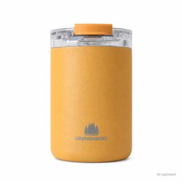 Groenenberg Isolierbecher aus recyceltem Edelstahl auslaufsicher mustard 320 ml - Isolierbecher