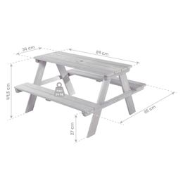 Roba Kinder-Outdoor-Sitzgruppe &raquo;Picknick for 4&laquo; - 89x84,5x50cm - grau -