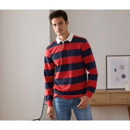 Tchibo - Langarm-Poloshirt - Herren - Gr. S - dunkelblau/gestreift