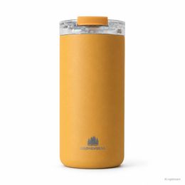 Groenenberg Isolierbecher aus recyceltem Edelstahl auslaufsicher mustard 440 ml - Isolierbecher