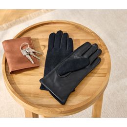 Tchibo - Lederhandschuhe im Materialmix - Damen - Gr. 7 - dunkelgrau