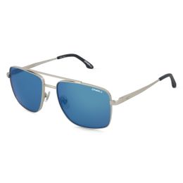 O`Neill O&rsquo;Neill 965054 | Unisex-Sonnenbrille | Fassung: Vollrand, Quadratisch, Metall, Silber Matt | Glasfarbe: Blau