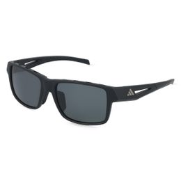Adidas SP0125 KLEON | Herren-Sonnenbrille | Fassung: Vollrand, Eckig, Kunststoff, Schwarz Matt | Glasfarbe: Grau