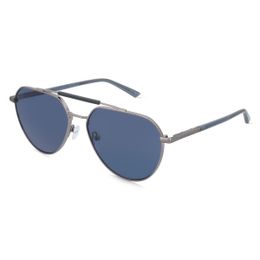 Calvin Klein CK26100S | Unisex-Sonnenbrille | Fassung: Vollrand, Pilot, Metall, Gun Hell | Glasfarbe: Blau