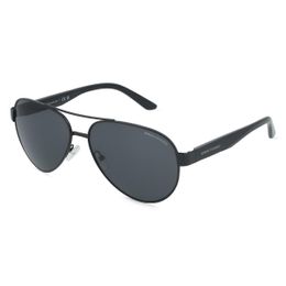 Emporio Armani AX2034S | Herren-Sonnenbrille | Fassung: Vollrand, Pilot, Metall, Schwarz Gl&auml;nzend | Glasfarbe: Grau