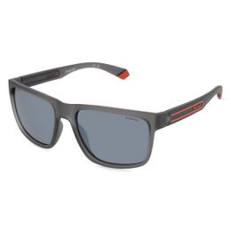 Polaroid PLD 2157/S | Herren-Sonnenbrille | Fassung: Vollrand, Quadratisch, Kunststoff, Grau Matt | Glasfarbe: Grau