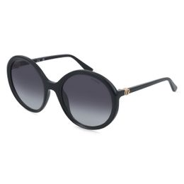 Guess GU00281 | Damen-Sonnenbrille | Fassung: Vollrand, Rund, Kunststoff, Schwarz Gl&auml;nzend | Glasfarbe: Grau Verlaufend