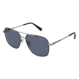 Gant GA00041 | Herren-Sonnenbrille | Fassung: Vollrand, Pilot, Metall, Silber Gl&auml;nzend | Glasfarbe: Grau Verlaufend