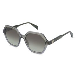 Liu Jo LJ823S | Damen-Sonnenbrille | Fassung: Vollrand, Eckig, Kunststoff, Khaki Grau | Glasfarbe: Gr&uuml;n Verlaufend