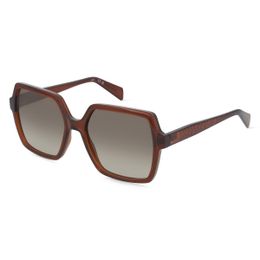 Liu Jo LJ824S | Damen-Sonnenbrille | Fassung: Vollrand, Quadratisch, Kunststoff, Braun | Glasfarbe: Gr&uuml;n Verlaufend