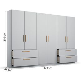 Rauch Dreht&uuml;renschrank "Skandi" 6-t&uuml;rig seidengrau - 271x54x210cm - braun -
