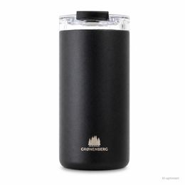 Groenenberg Isolierbecher aus recyceltem Edelstahl auslaufsicher black 440 ml - Isolierbecher