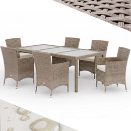 Casaria Polyrattan Garten-Sitzgruppe 7-tlg Creme/Creme