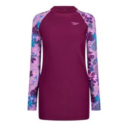 Speedo - Badeanzug f&uuml;r Damen, Lang&auml;rmlig (Violett/Blau)
