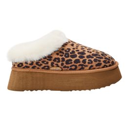 Steve Madden - "Chaplin" Leo-Muster Hausschuhe f&uuml;r Damen, Plattform-Absatz (Braun)