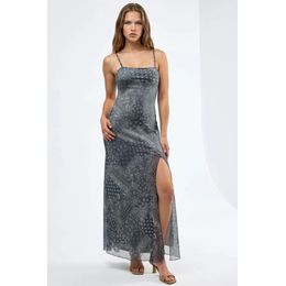 Kleid mit quadratischem Ausschnitt und Druck in Midi-L&auml;nge