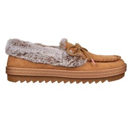 Skechers - "Cozy Kiss" Mokassin-Hausschuhe f&uuml;r Damen, Leder, Flach (Kastanie)