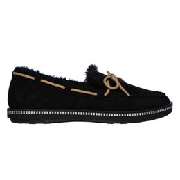 Skechers - "Cozy" Mokassin-Hausschuhe f&uuml;r Damen, Wildlederimitat, Flach (Schwarz)
