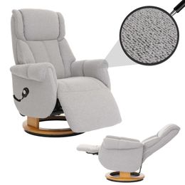 MCA Relaxsessel + Aufstehhilfe MCW-N58, Fernsehsessel Sessel Fu&szlig;st&uuml;tze Boucl&eacute; Stoff Holz ~ grau, Holz Natur