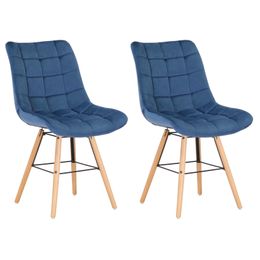 CLP 2er Set St&uuml;hle Leni Samt I Polsterst&uuml;hle Mit Gestepptem Sitz Und Samtbezug I Lehnst&uuml;hle Mit Einem Gestell Aus Holz Und Metall