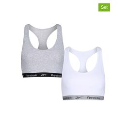 Reebok 2er-Set: Sport-BHs "Frankie" in Wei&szlig;/ Grau - 59% | Gr&ouml;&szlig;e M | Damen-sportunterwaesche