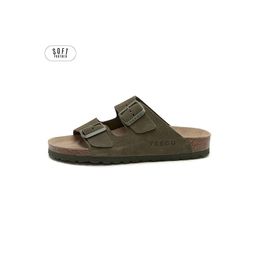 teegu Leder-Pantoletten in Khaki - 48% | Gr&ouml;&szlig;e 36 | Damen-pantoletten