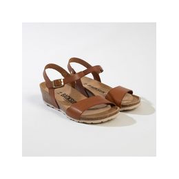 BACKSUN Leder-Keilsandaletten "Calabria" in Hellbraun - 62% | Gr&ouml;&szlig;e 38 | Damen-sandalen