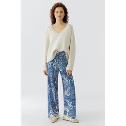 Oui Hose in Blau/ Creme - 65% | Gr&ouml;&szlig;e 36 | Damenhosen