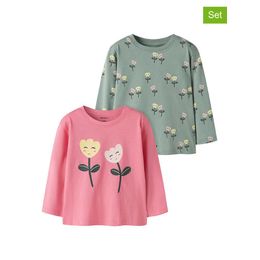 name it 2er-Set: Longsleeve "Velda" in Rosa/ Gr&uuml;n - 29% | Gr&ouml;&szlig;e 104 | Kinder-longsleeves