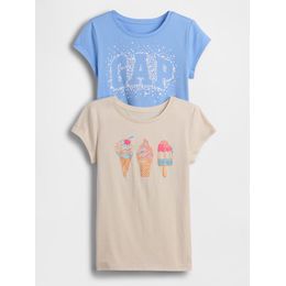 GAP 2er-Set: Shirts in Hellblau/ Beige - 46% | Gr&ouml;&szlig;e 152/158 | Kinder-oberteile