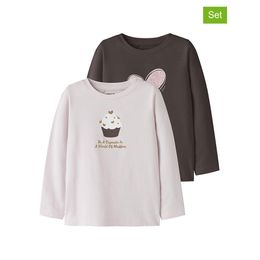 name it 2er-Set: Longsleeves "Katelin" in Creme/ Braun - 25% | Gr&ouml;&szlig;e 104 | Kinder-longsleeves