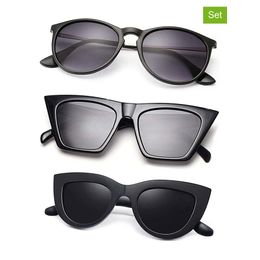 Lucky Bees 3er-Set: Damen-Sonnenbrillen in Schwarz - 25% | Damen-brillen