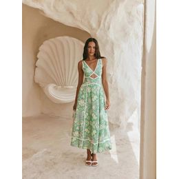 Tazga Kleid in Gr&uuml;n/ Wei&szlig; - 69% | Gr&ouml;&szlig;e 40 | Damen-kleider