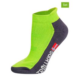 Trollkids 2er-Set: Wandersocken "Low Cut Socks II" in Neongr&uuml;n - 44% | Gr&ouml;&szlig;e 23-26 | Kinder-outdoor-waesche