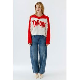 Oui Pullover in Wei&szlig;/ Rot - 66% | Gr&ouml;&szlig;e 40 | Damen-pullover-cardigans