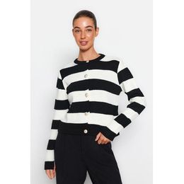 Trendyol Cardigan in Schwarz/ Creme - 59% | Gr&ouml;&szlig;e L | Damen-pullover-cardigans