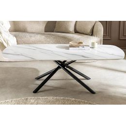 Riess Ambiente Design Couchtisch OSAKA 110cm wei&szlig; Keramik schwarz Sterngestell Metall Riess-Ambiente Sofatisch Wohnzimmertisch rechteckig Modern