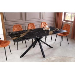 Riess Ambiente Moderner Esstisch GALAXIE 160cm Aurora Oro schwarz gold sand Keramik Riess-Ambiente Esszimmertisch rechteckig 6 Personen
