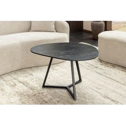 Riess Ambiente Design Couchtisch MARVELOUS 70cm anthrazit Marmor Keramik schwarzes Metall Riess-Ambiente Sofatisch Wohnzimmertisch organisch Modern Retro